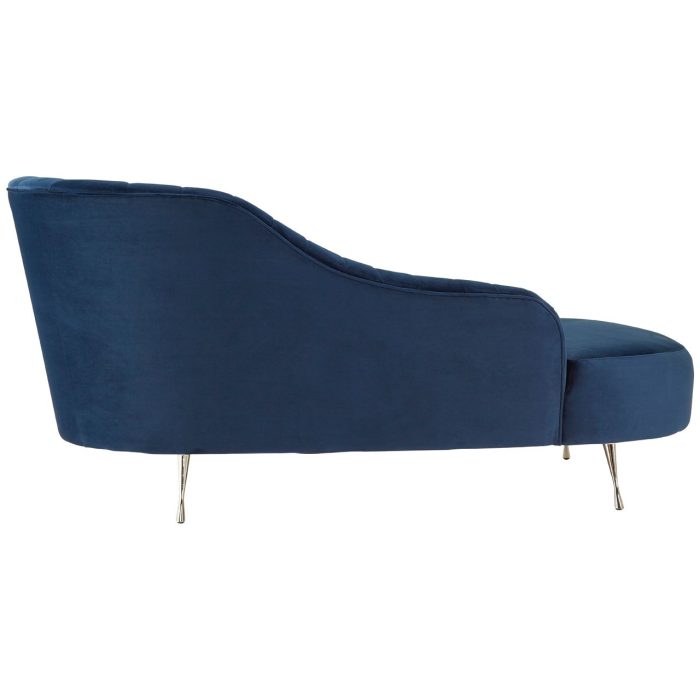 (Dark Blue Velvet Right Arm Chaise Longue) | Mylestone Interiors Ltd