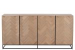 Ziggy Natural/Black Wood 4 Door Sideboard with Black Metal Base