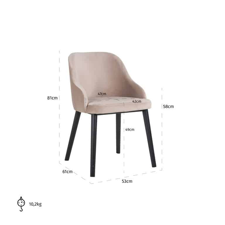 Twiggy Dining Chair Rose Chenille with Black Metal Leg.