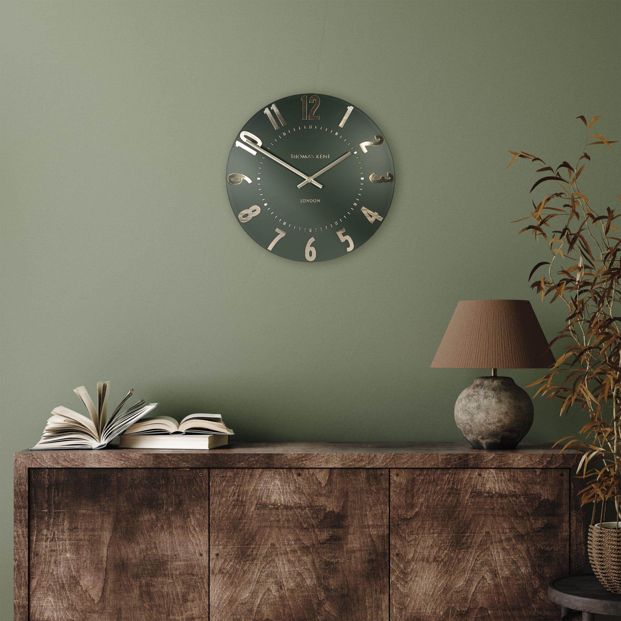 Olive Green clock 12" instore, online delivery nationwide
